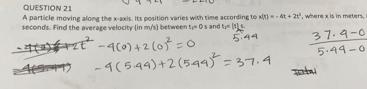 Solved A particle moving along the x-axis. Its position | Chegg.com