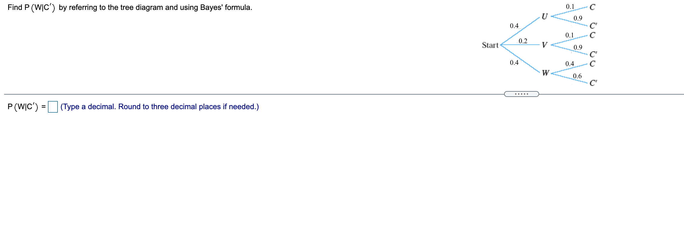 Solved Find P (WIC') by referring to the tree diagram and | Chegg.com