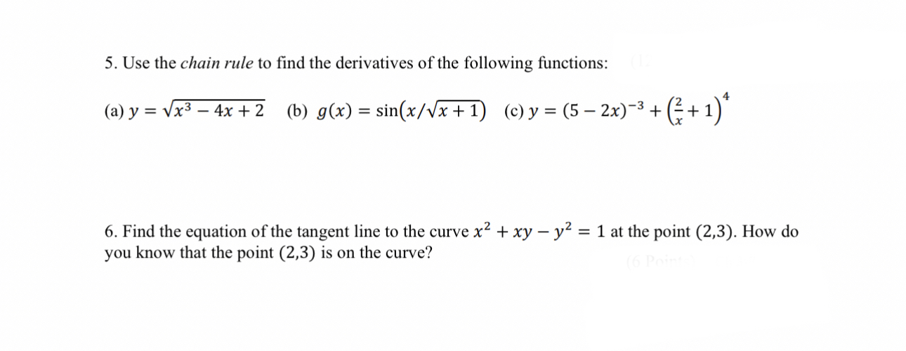 Solved 5. Use the chain rule to find the derivatives of the | Chegg.com