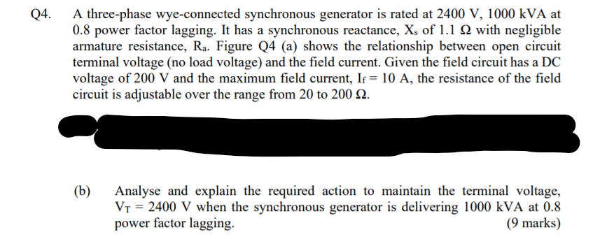 Solved Q4. A three-phase wye-connected synchronous generator | Chegg.com