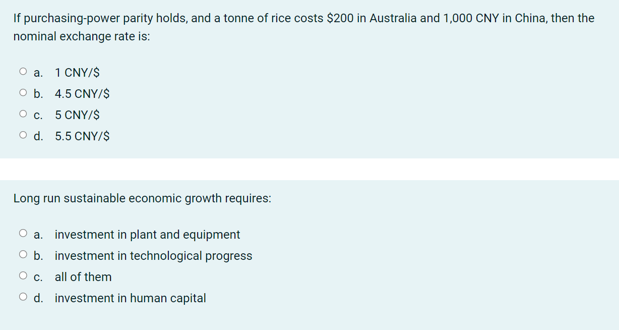 [Solved]: If purchasing-power parity holds, and a tonne of
