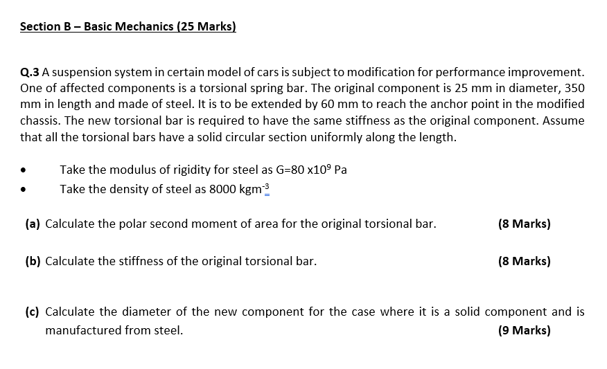Solved Section B - ﻿Basic Mechanics (25 ﻿Marks)Q. 3 ﻿A | Chegg.com