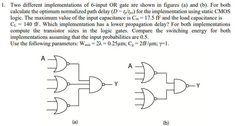 Solved 1. Two different implementations of 6-input OR gate | Chegg.com