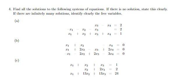 Solved 4. Find all the solutions to the following systems of | Chegg.com