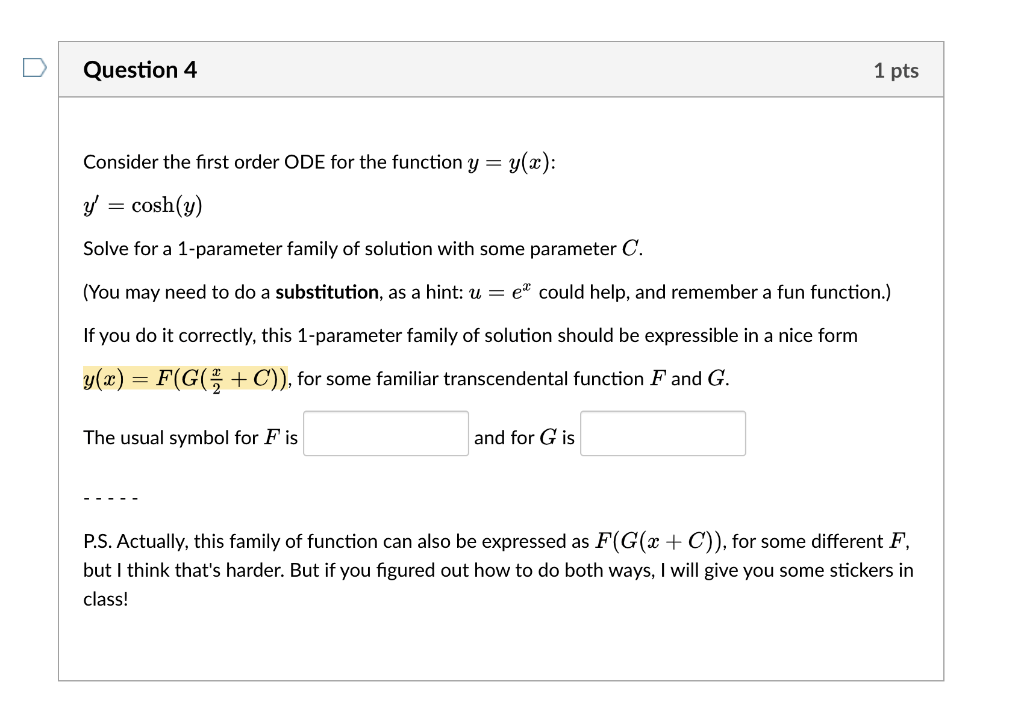 Solved Consider The First Order Ode For The Function Y Y X