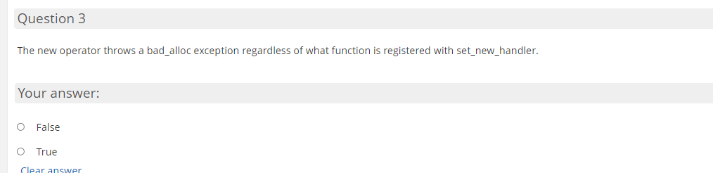 Solved Question 3 The New Operator Throws A Badalloc 