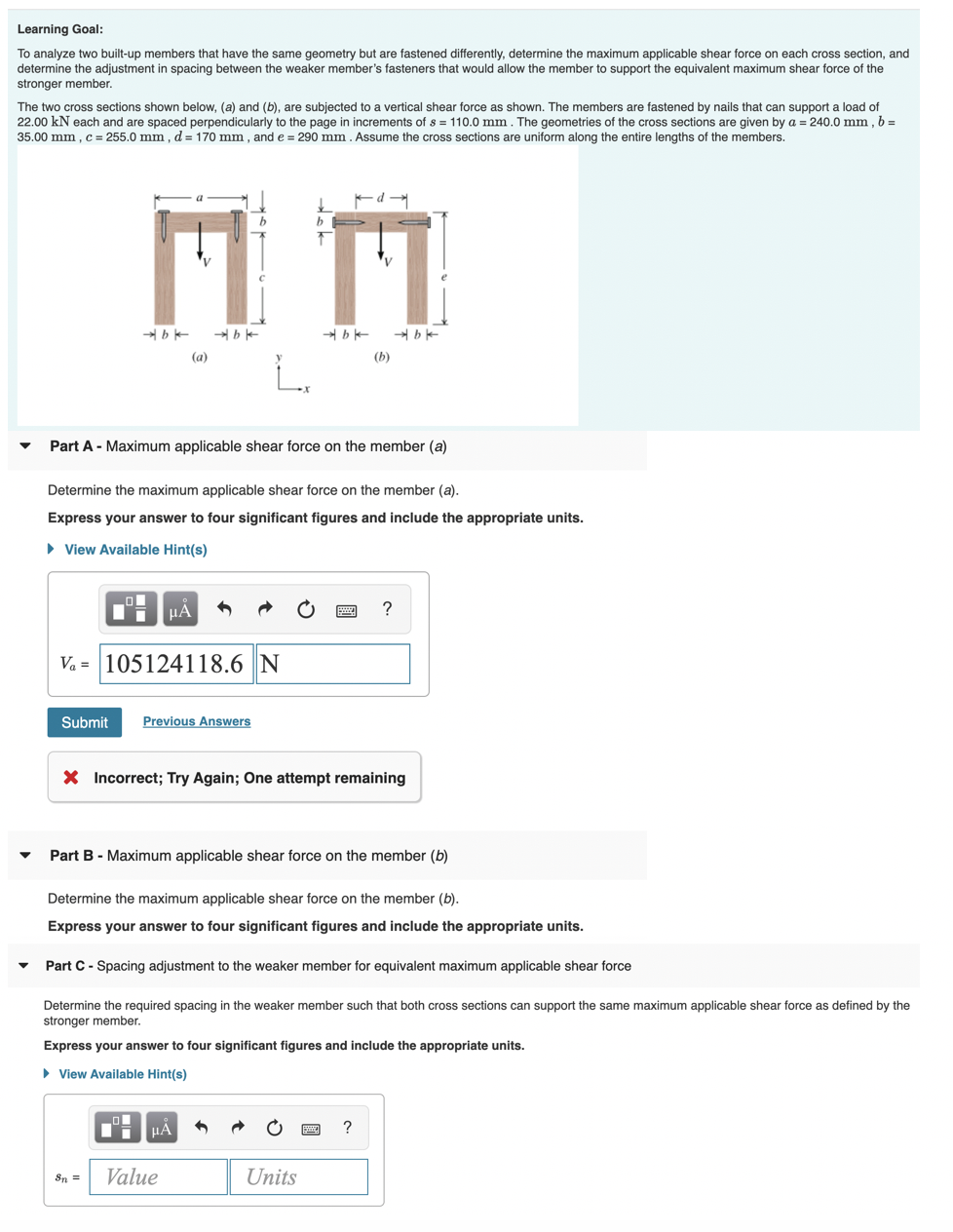 Solved Learning Goal: To analyze two built-up members that | Chegg.com
