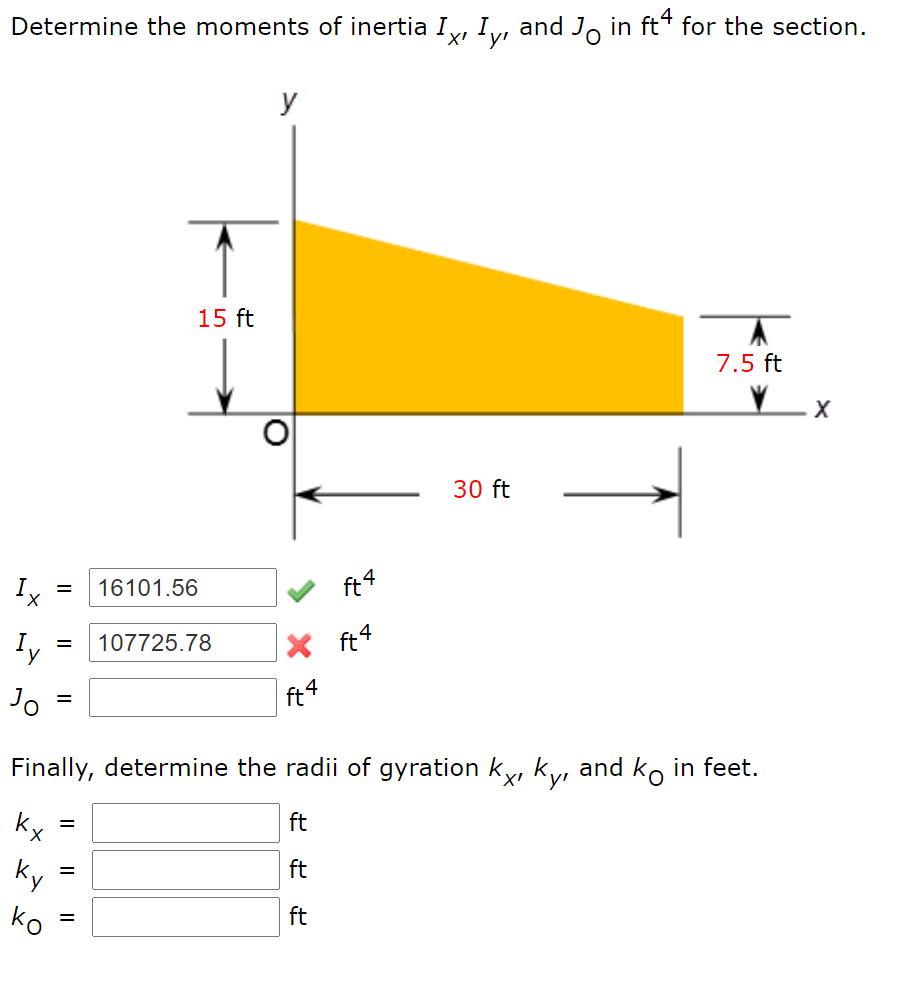 Solved Determine the moments of inertia Ixo Iy, and Jo in | Chegg.com