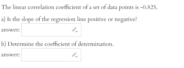 Solved The linear correlation coefficient of a set of data | Chegg.com