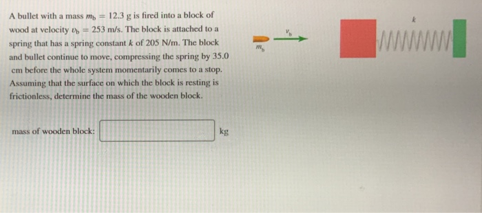 Solved A bullet with a mass m-12.3 g is fired into a block | Chegg.com