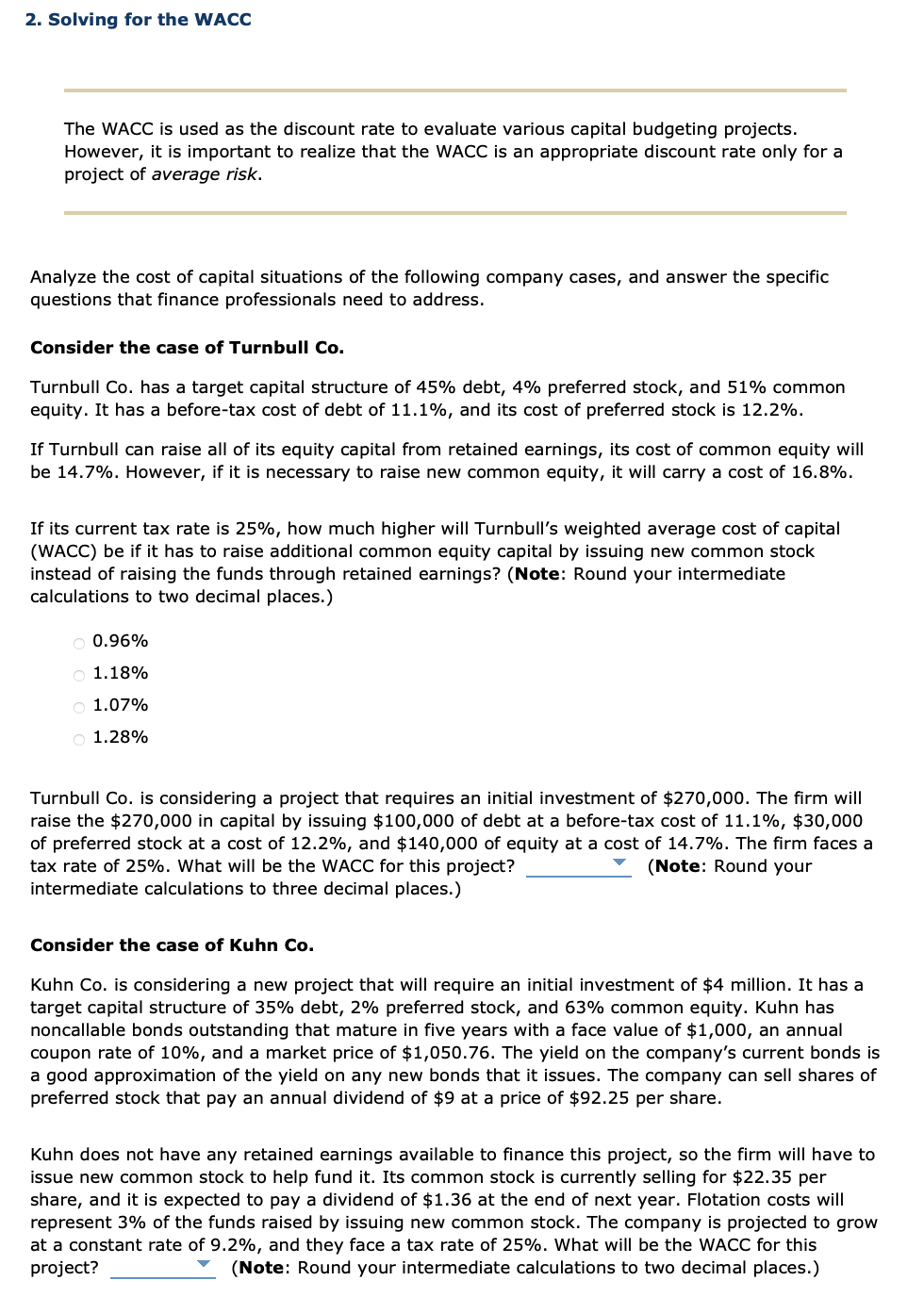 Solved 2. Solving for the WACC The WACC is used as the | Chegg.com