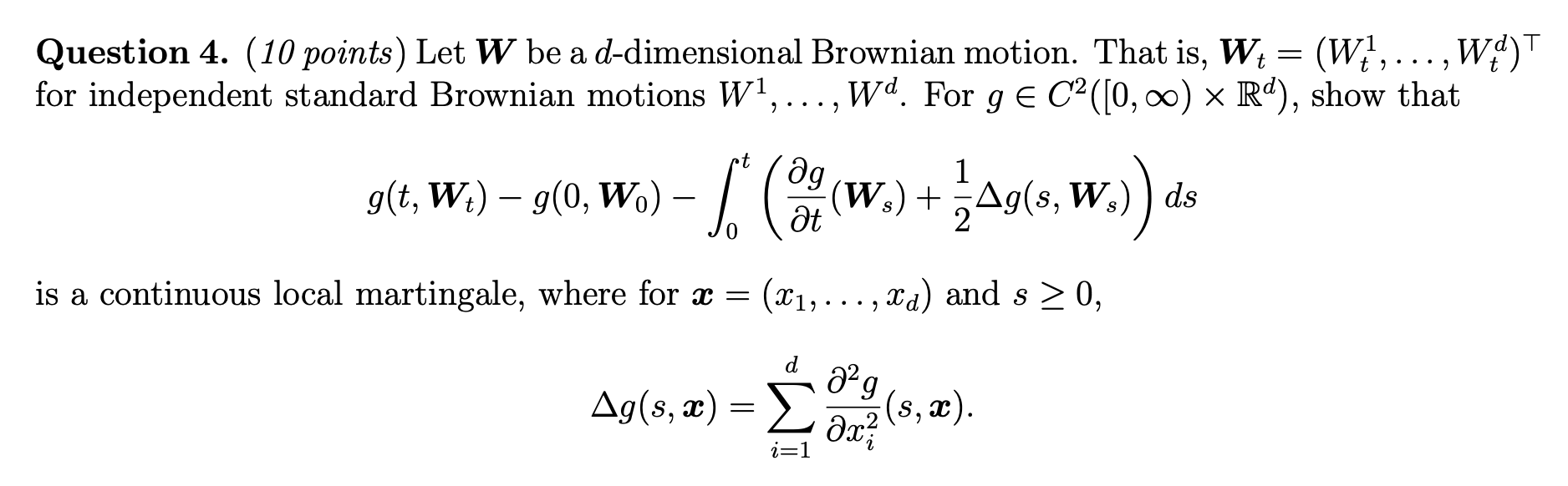 Solved Question 4. (10 points) Let W be a d-dimensional | Chegg.com