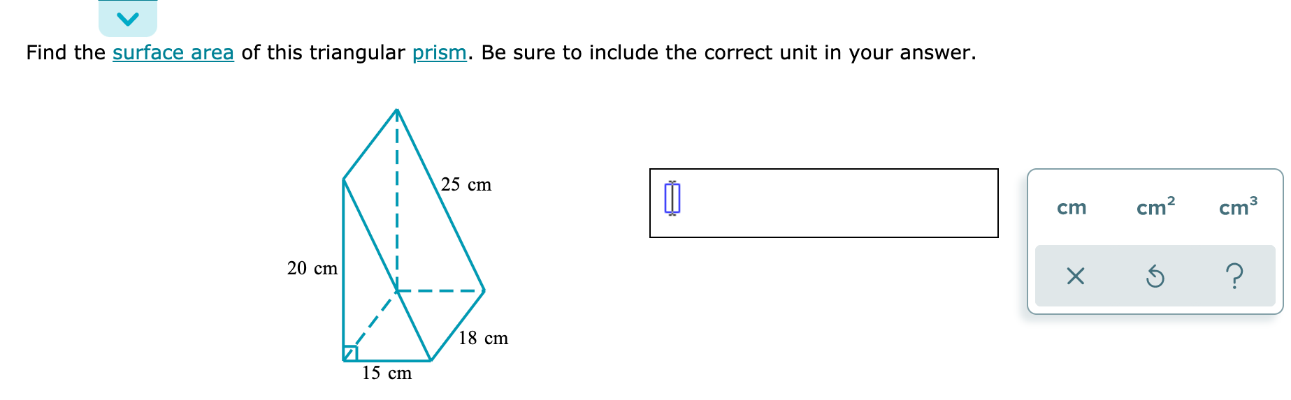 Solved Find the surface area of this triangular prism. Be | Chegg.com
