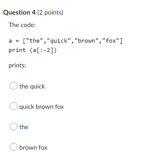 Solved Question 3 (2 points) This code: for e in elements: | Chegg.com