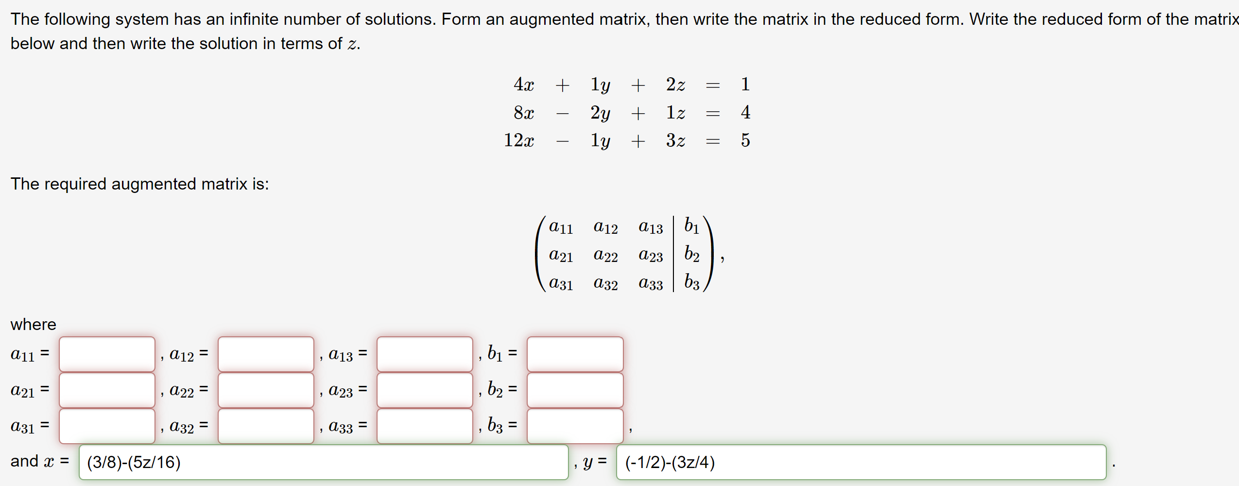 Solved The following system has an infinite number of | Chegg.com