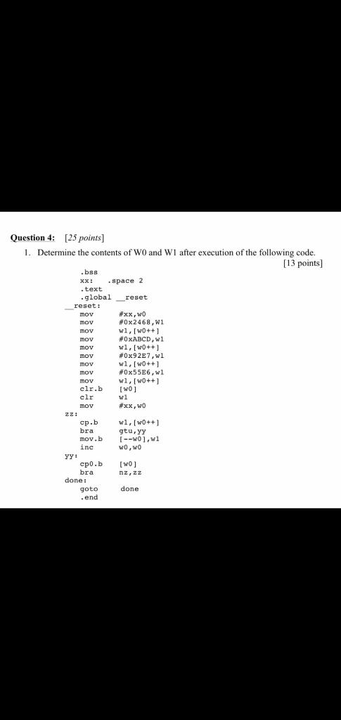 Solved Question 4: [25 points] 1. Determine the contents of | Chegg.com