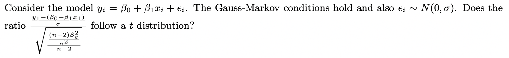 Solved Consider the model yi=β0+β1xi+ϵi. The Gauss-Markov | Chegg.com