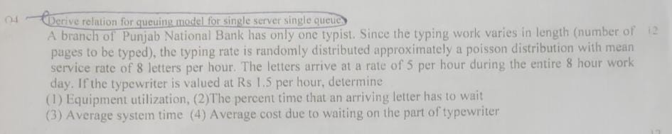 Solved Derive relation for queuing model for single server | Chegg.com