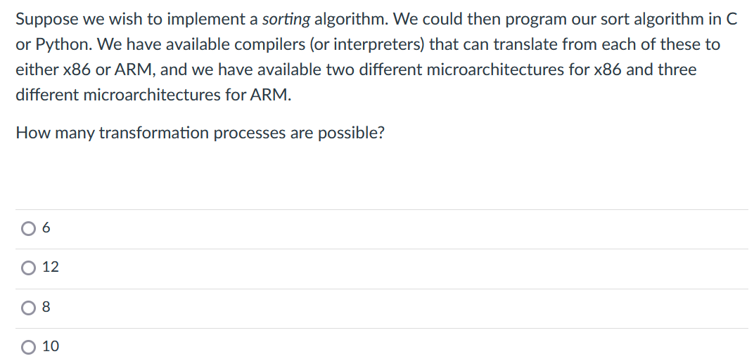 Solved Suppose we wish to implement a sorting algorithm. We | Chegg.com