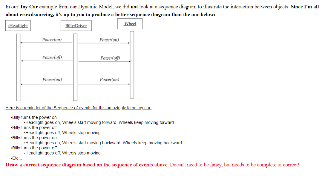 Solved In our Toy Car example from our Dynamic Model, we did | Chegg.com