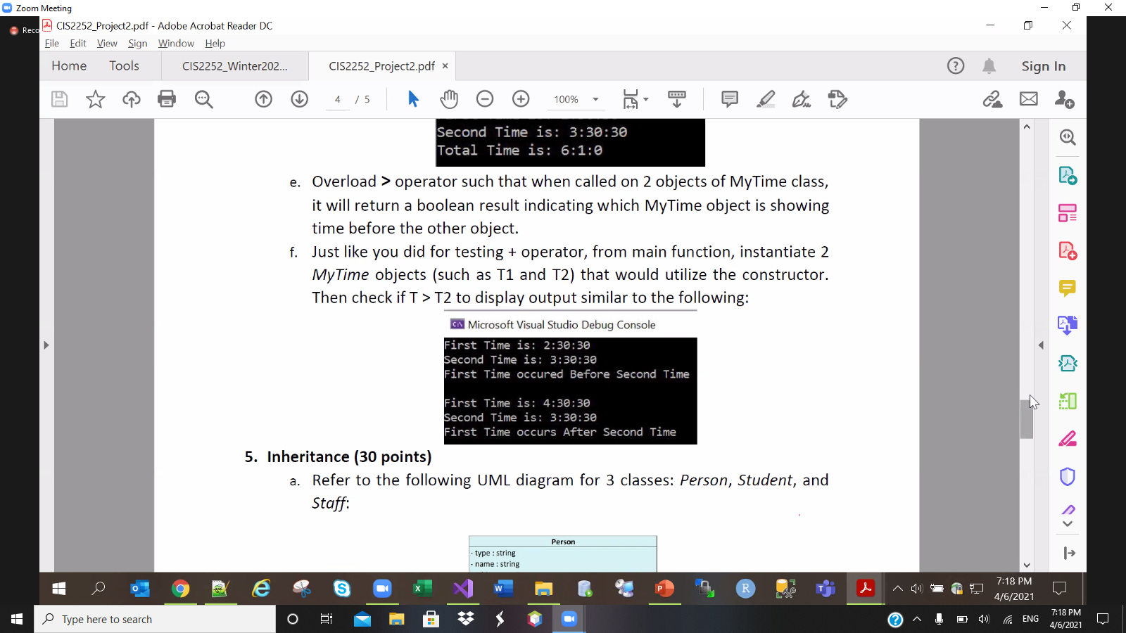 Solved - Х Zoom Meeting CS2252_Project2.pdf - Adobe | Chegg.com