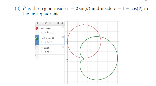 Solved (3) R is the region inside r=2sin(θ) and inside | Chegg.com