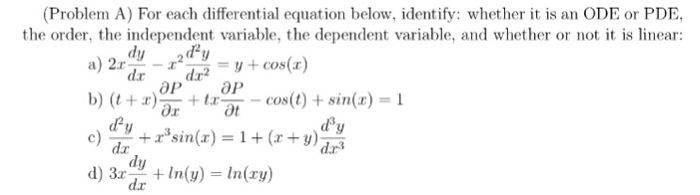 Solved For each differential equation below, identify: | Chegg.com