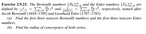Solved Exercise 2.9.23. The Bernoulli numbers {Bk}k=0∞ and | Chegg.com