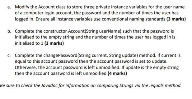 Solved public class Account { /** public Account(String | Chegg.com