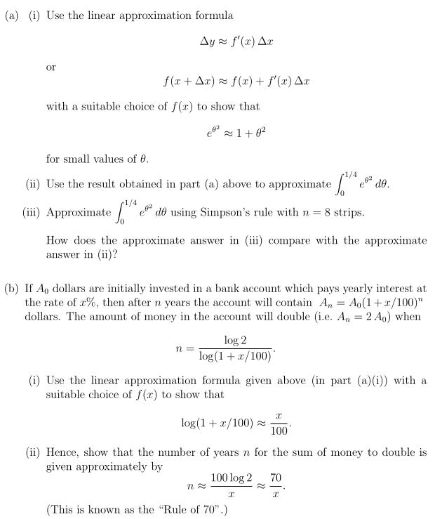 Solved (a) (i) Use the linear approximation formula or with | Chegg.com