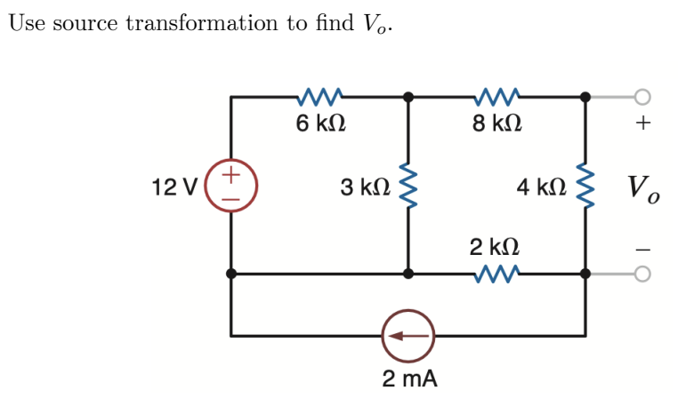 Solved Use source transformation to find Vo. | Chegg.com