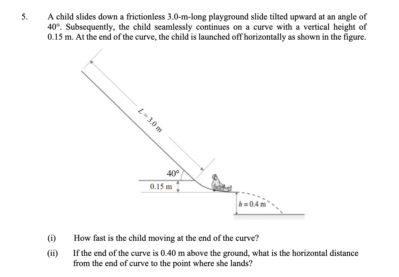 Solved 5. ﻿A child slides down a frictionless | Chegg.com