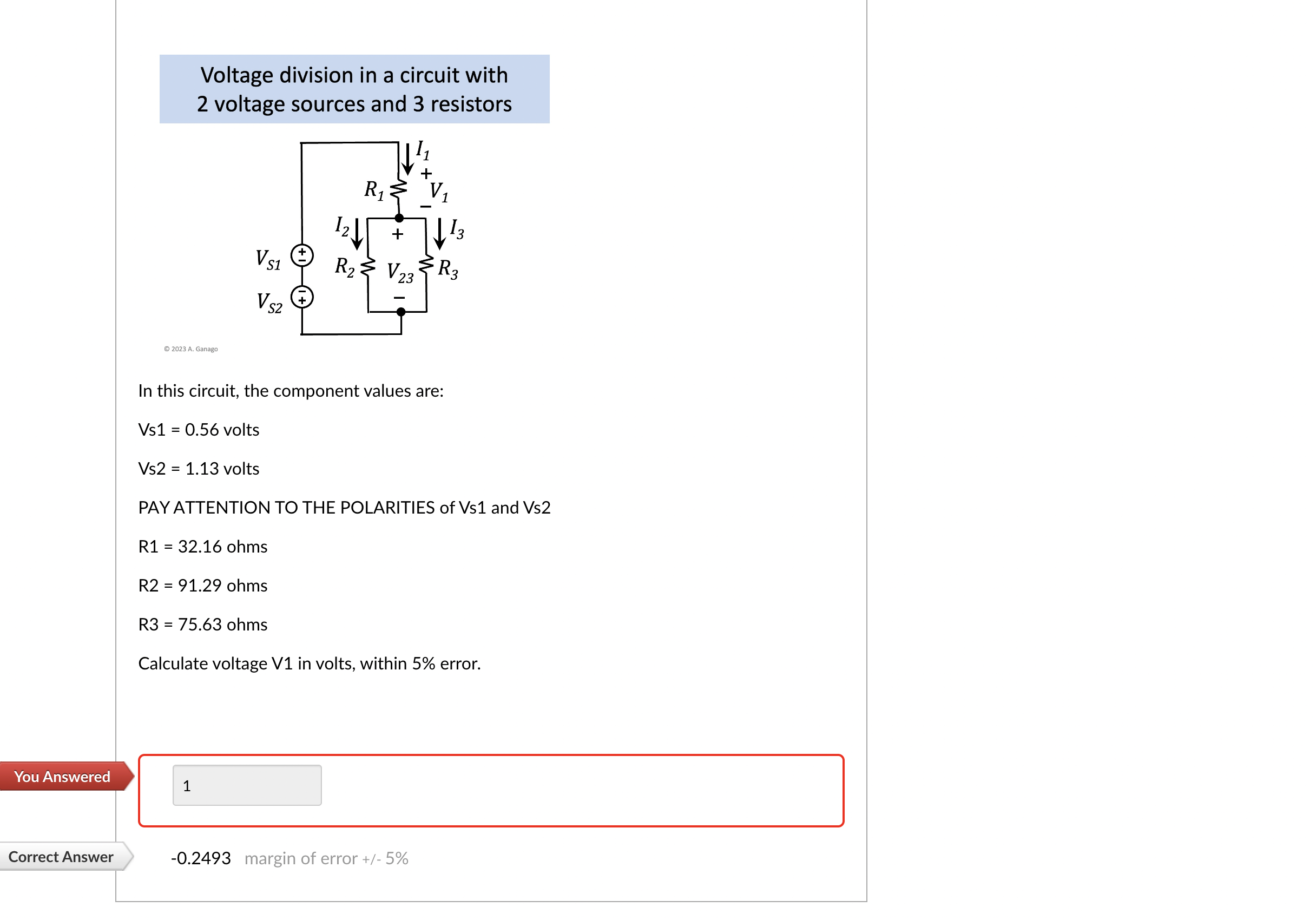 Solved Voltage division in a circuit with 2 voltage sources | Chegg.com