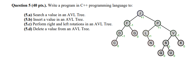 Solved Question 5 (40 pts.). Write a program in C++ | Chegg.com