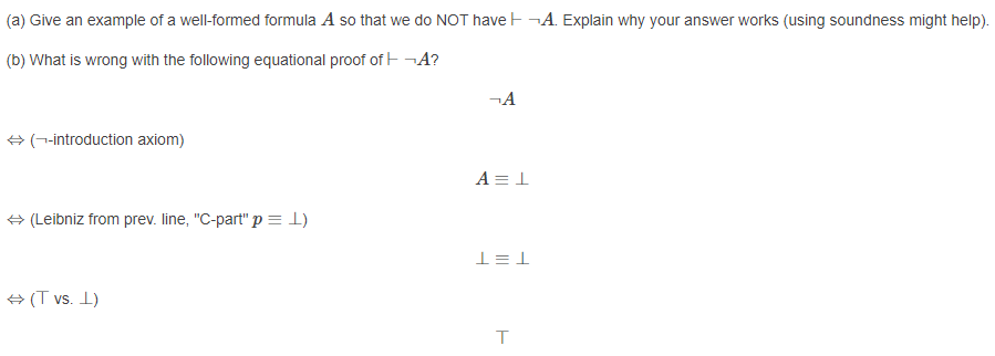 (a) Give an example of a well-formed formula A so | Chegg.com