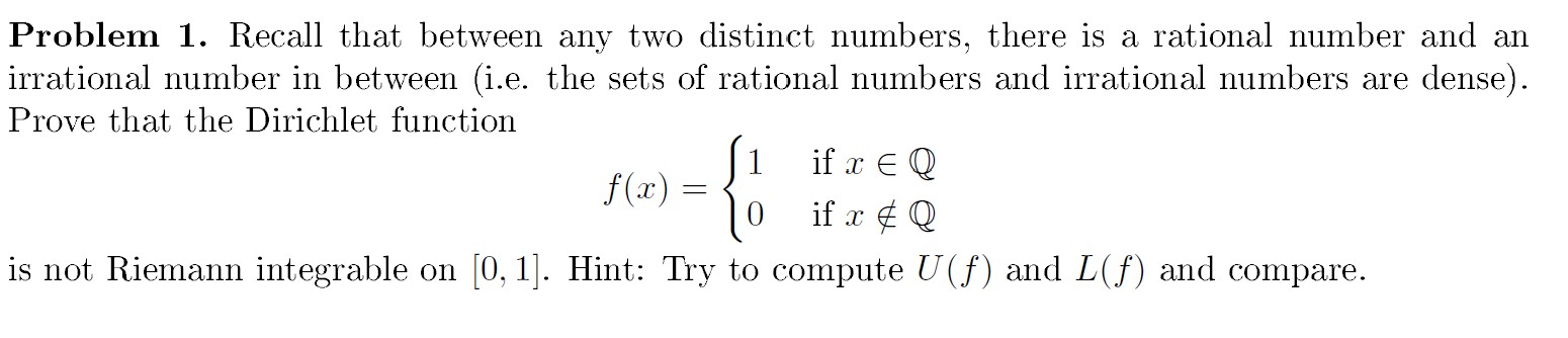 Solved Problem 1. Recall that between any two distinct | Chegg.com
