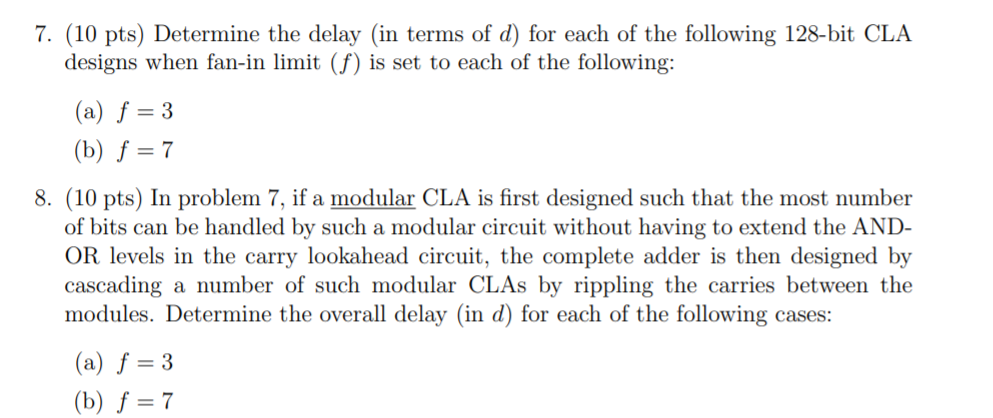 Solved 7. (10 pts) Determine the delay (in terms of d) for | Chegg.com