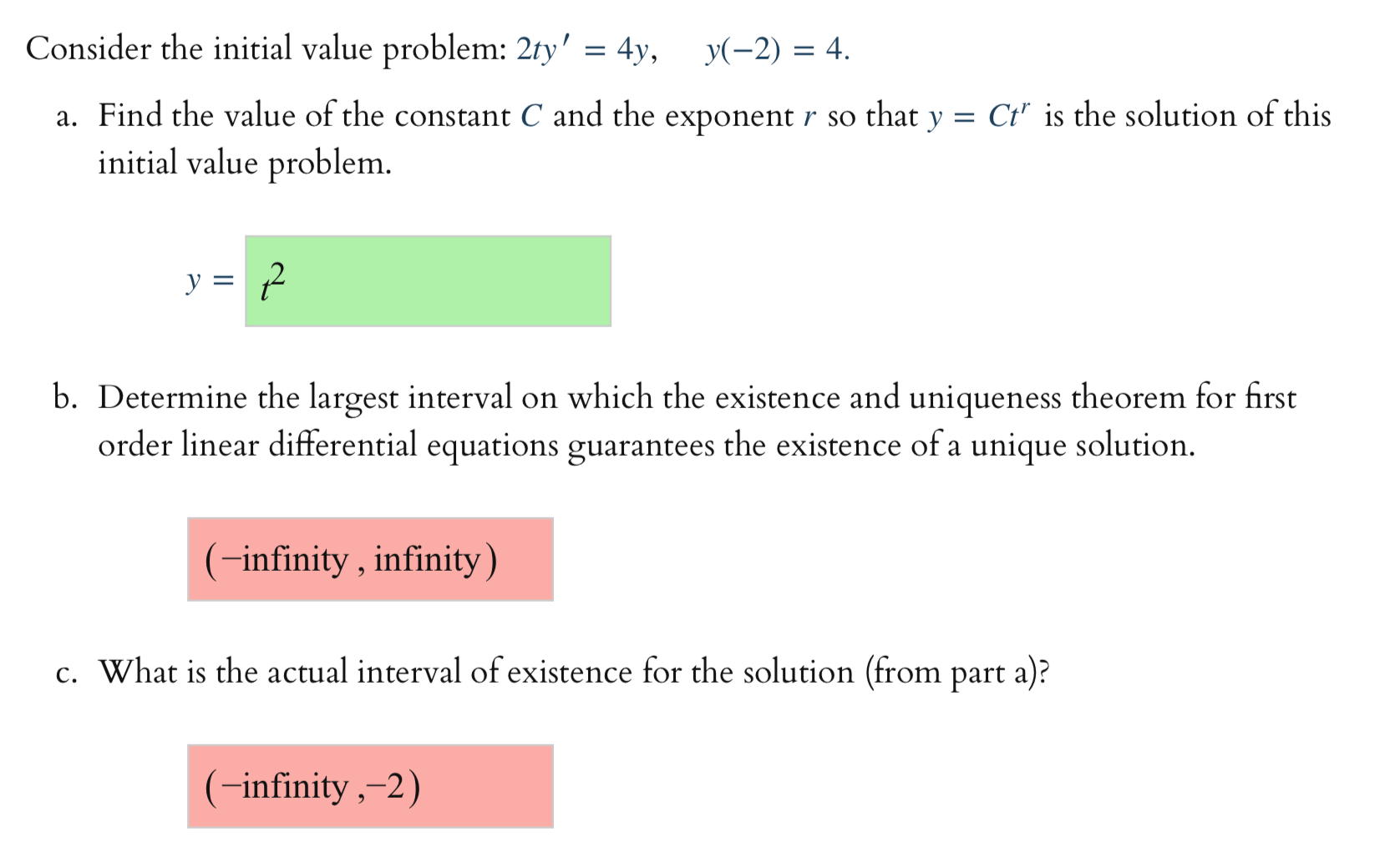Solved Consider the initial value problem: 2ty' = 4y, y(-2) | Chegg.com