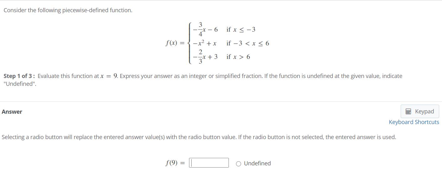 Solved Consider the following piecewise-defined function. 3 | Chegg.com