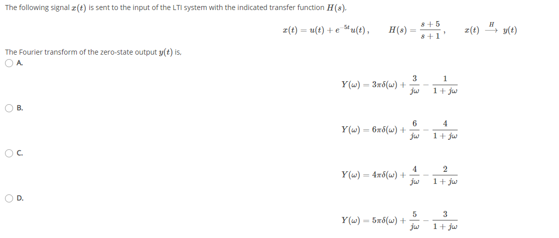 Solved The following signal z(t) is sent to the input of the | Chegg.com