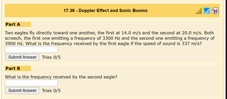 Solved 17.36 - Doppler Effect and Sonic Booms Part A Two | Chegg.com