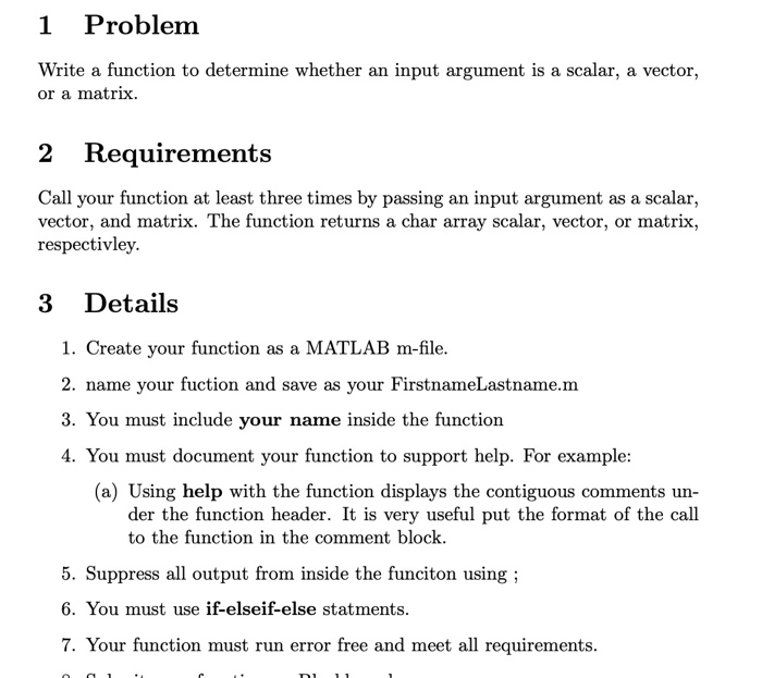 Solved 1 Problem Write a function to determine whether an | Chegg.com