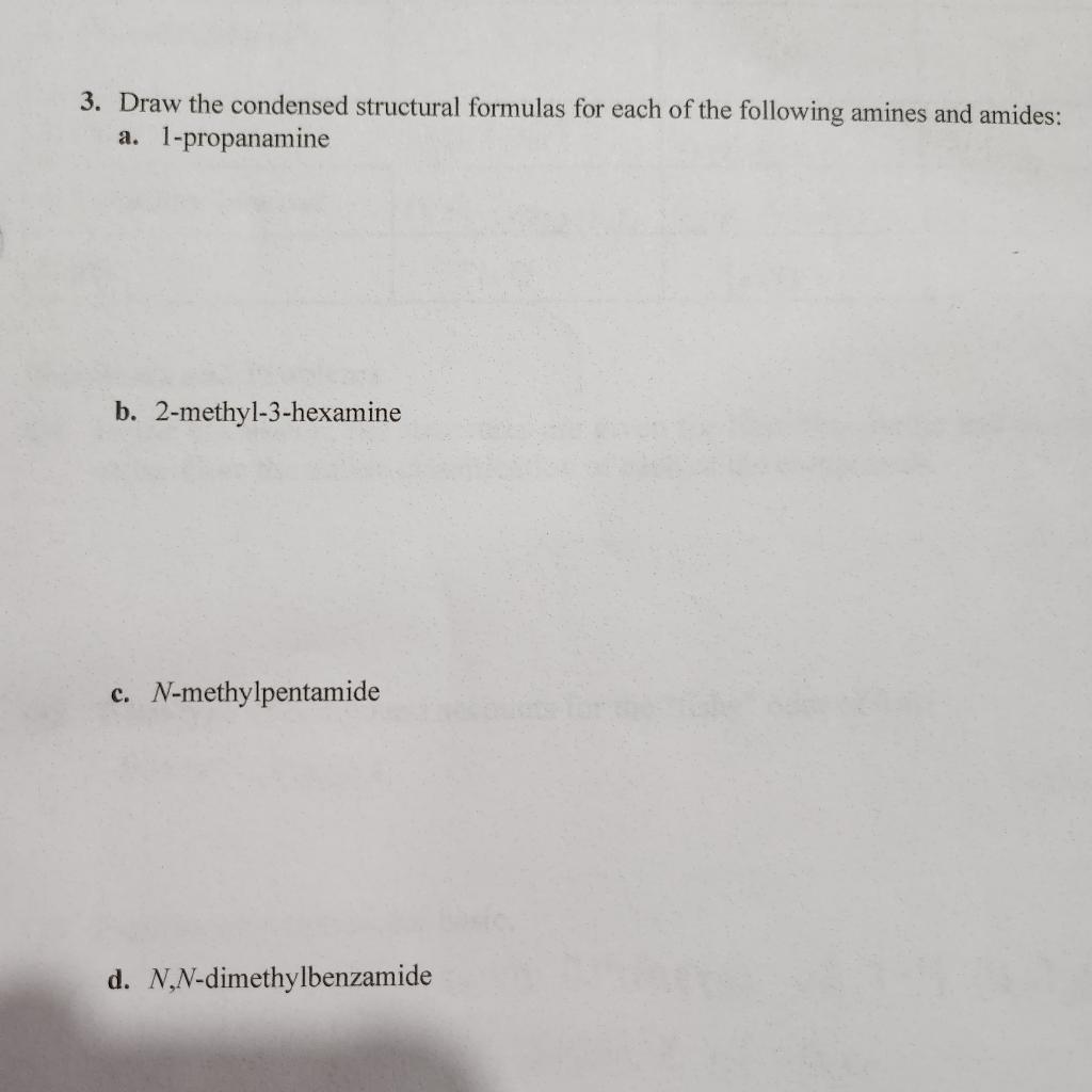 Solved 3. Draw the condensed structural formulas for each of | Chegg.com