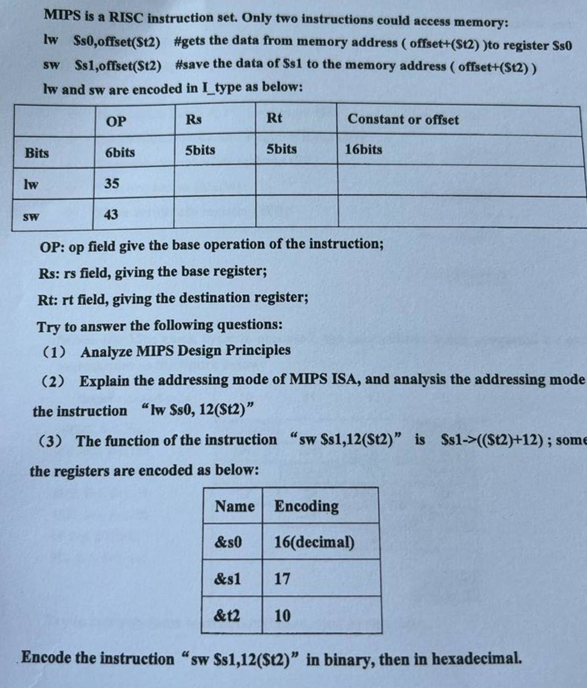 Solved Partial Question 3 1.33/2 ﻿pts (y/n) ﻿In MIPS, to | Chegg.com