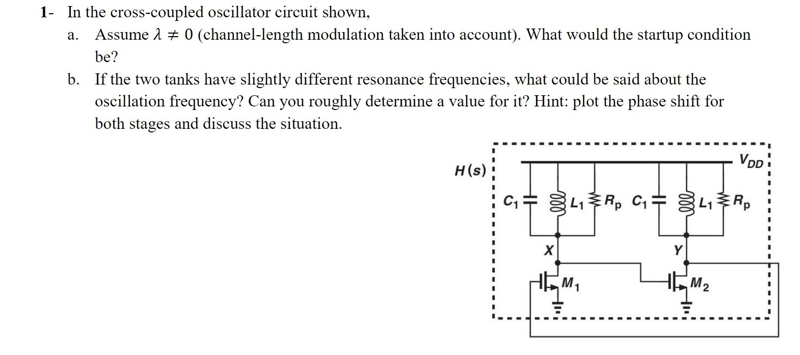 In the cross-coupled oscillator circuit shown, a. | Chegg.com