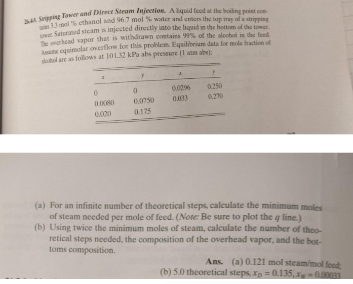 Solved 26.49 Stripping Tower and Direct Steam Injection. A | Chegg.com