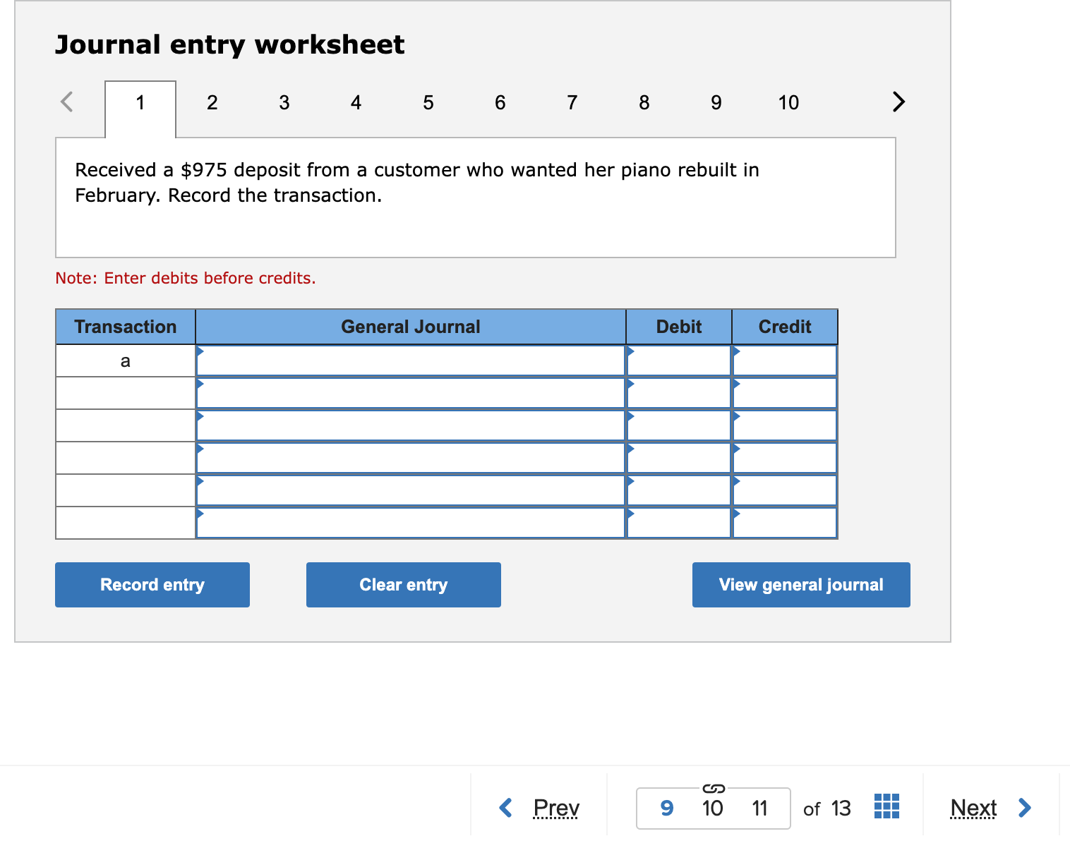 Solved Journal entry worksheet12345678910Received a $975 | Chegg.com