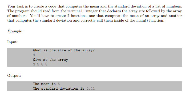 Solved Your task is to create a code that computes the mean | Chegg.com