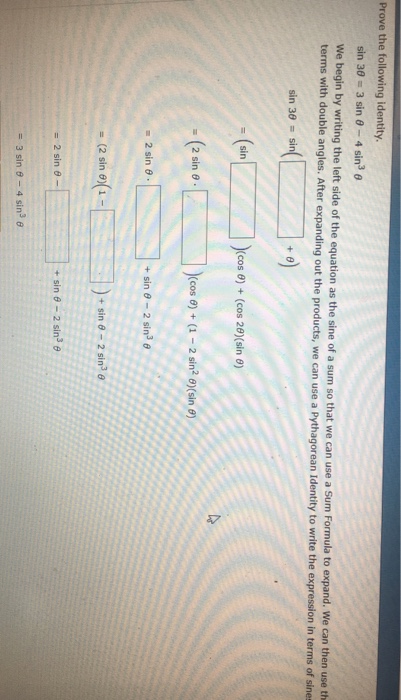 Solved Prove the following identity sin3θ = 3 sin θ _ 4 sin3 | Chegg.com