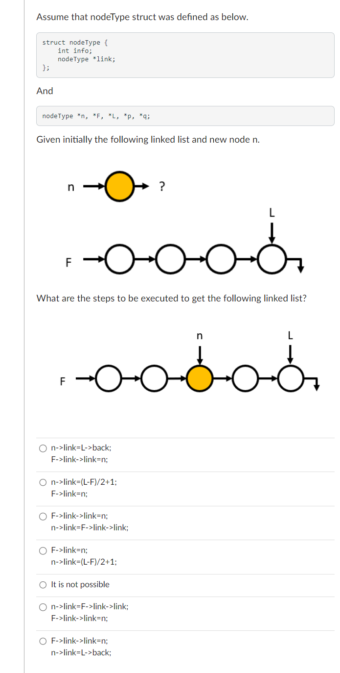 Solved Assume that nodeType struct was defined as below. | Chegg.com